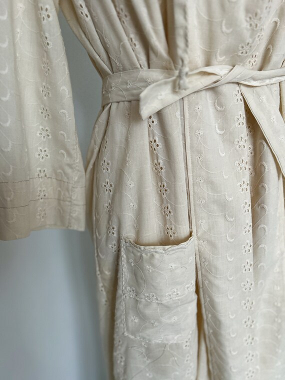 Handmade Vintage Cream Eyelet Nightgown and Robe Set:… - Gem