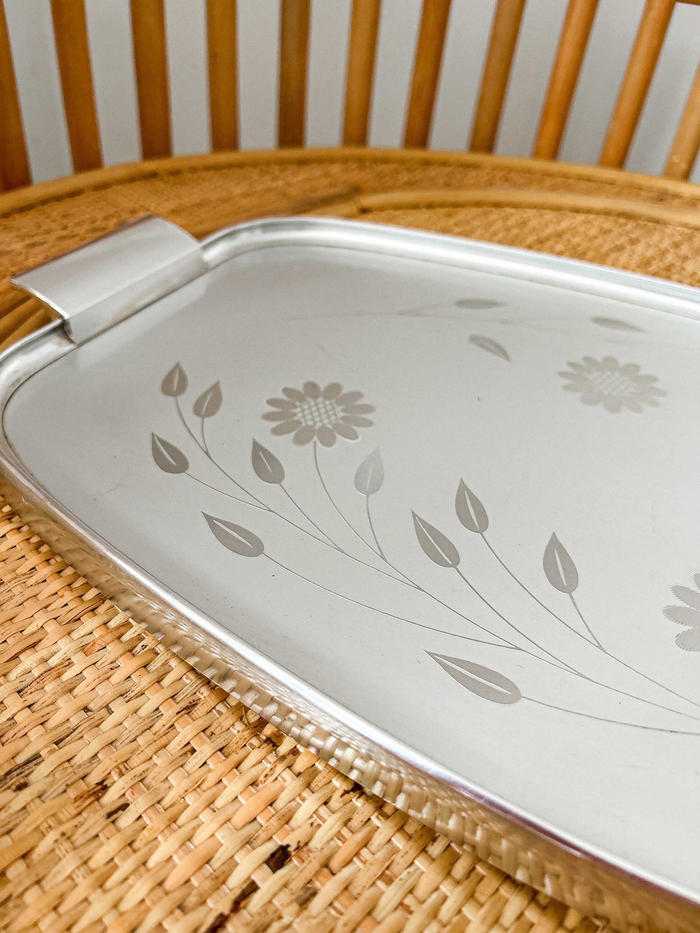 Vintage 70s Silver Tray With Flower Etchings: Add Groovy Charm to Your ...