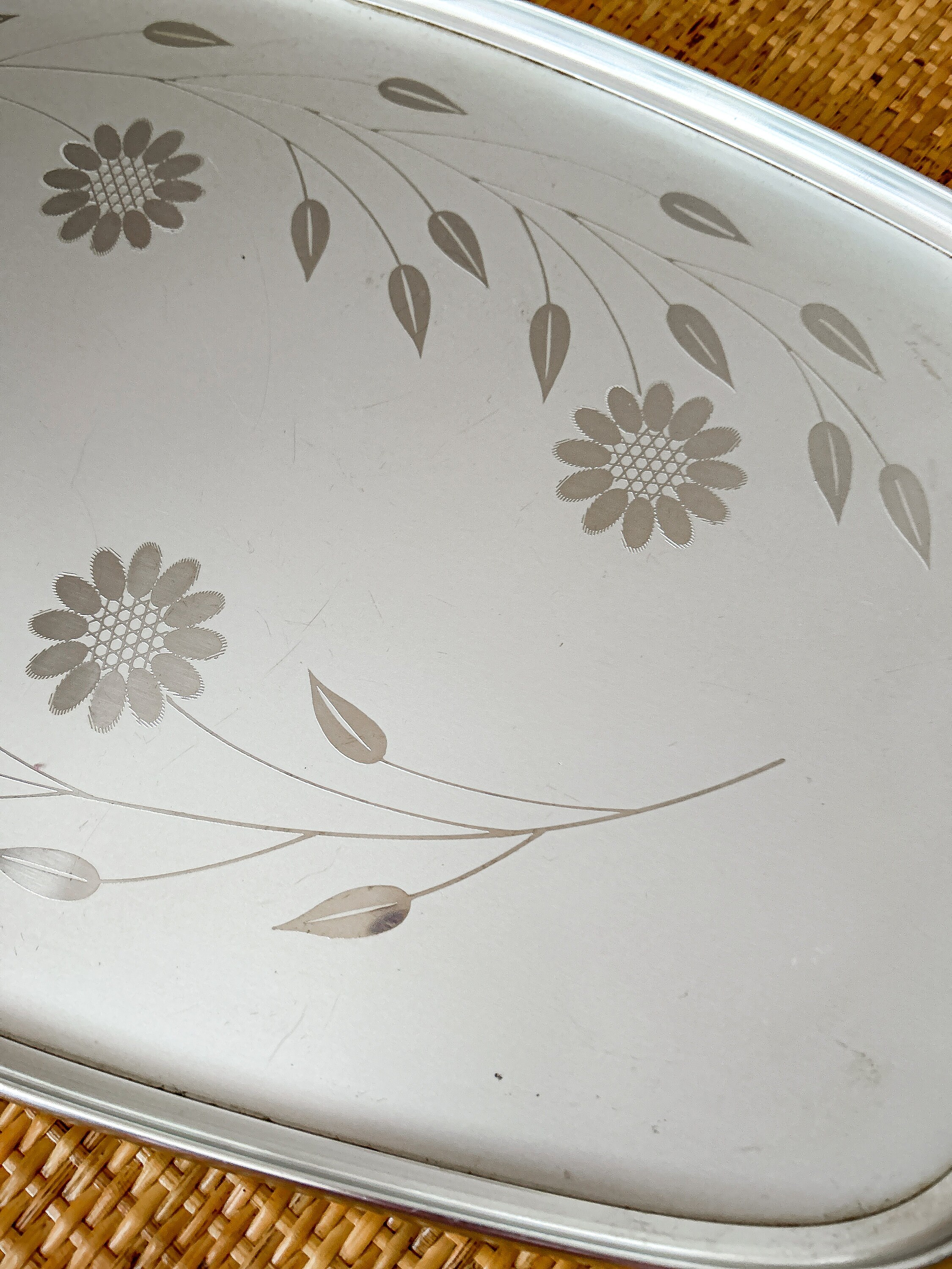 Vintage 70s Silver Tray With Flower Etchings: Add Groovy Charm to Your ...