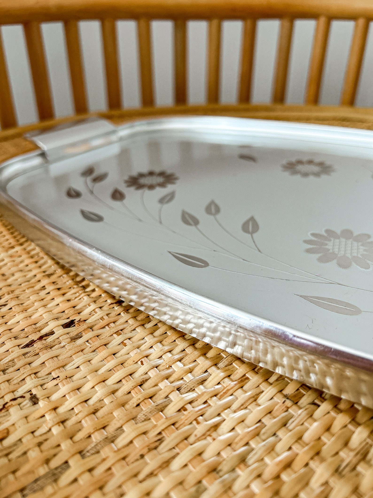 Vintage 70s Silver Tray With Flower Etchings: Add Groovy Charm to Your ...