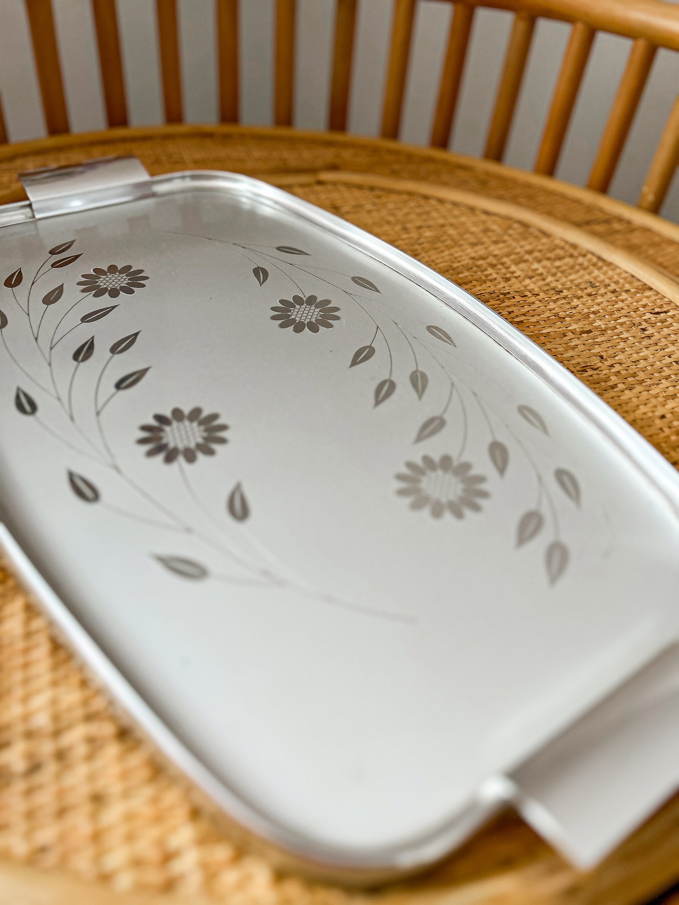 Vintage 70s Silver Tray With Flower Etchings: Add Groovy Charm to Your ...