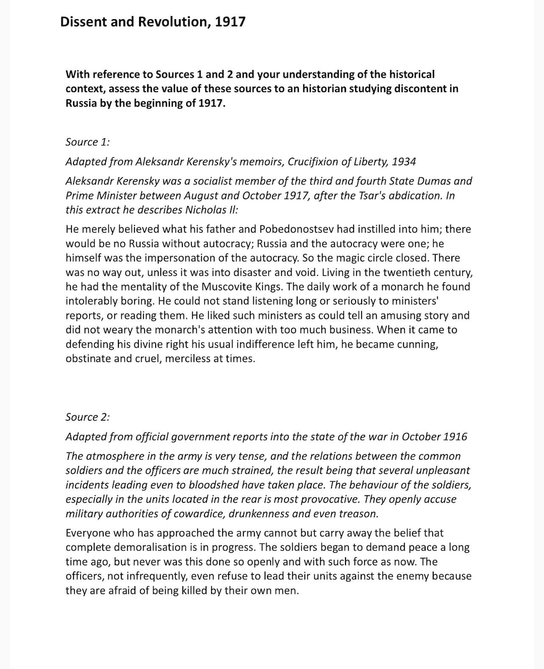 AQA A Level History Russia Exam Questions - Etsy