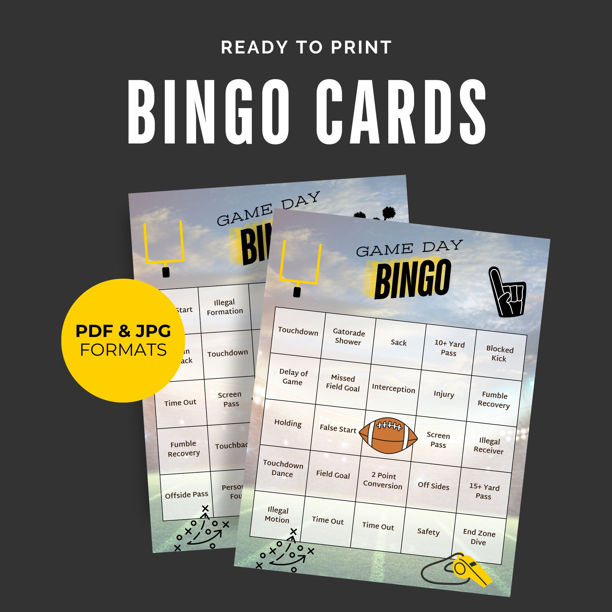 Football Bingo Cards Printable Set for Family Game Night Superbowl ...
