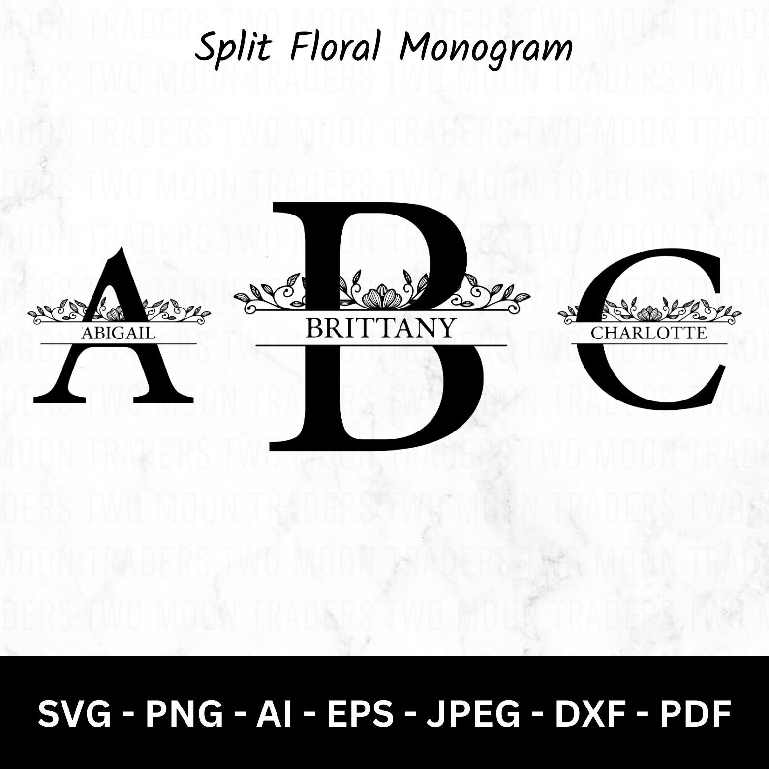 Split Floral Monogram SVG Alphabet Bundle Split Monogram Svg Letter ...