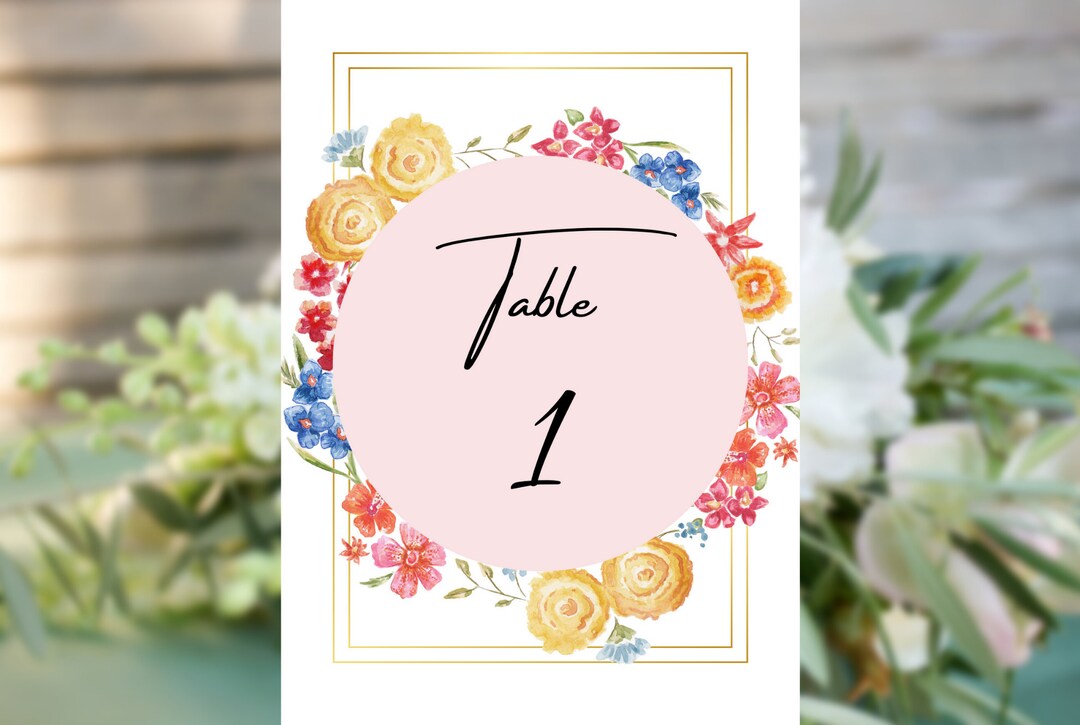 Table Numbers Floral Watercolor for Digital Download - Etsy