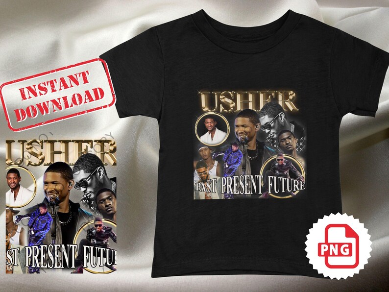 Usher Bootleg Past Present Future Concert Tshirt Digital Design PNG ...