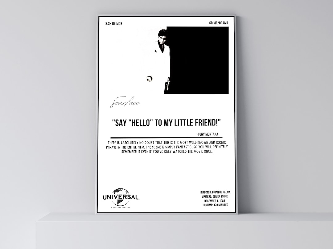Scarface Film Print | Movie Quote Poster | Minimalist Movie Poster ...