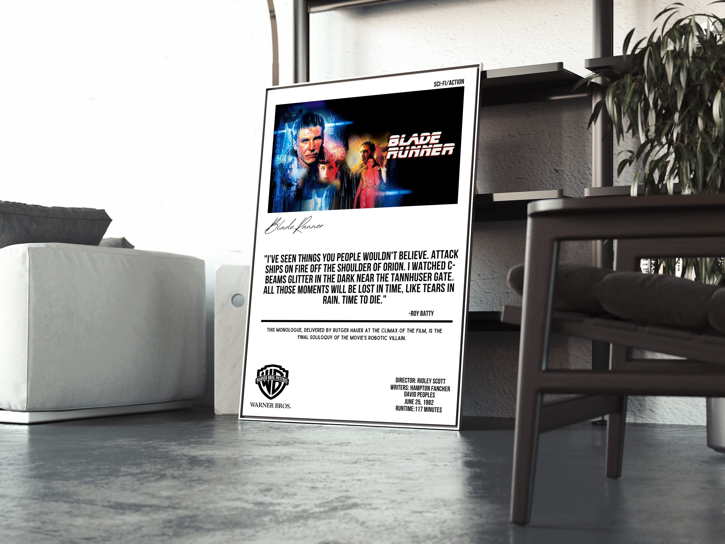 Blade Runner Movie Quotes Minimalist Movie Poster Vintage Retro Art ...