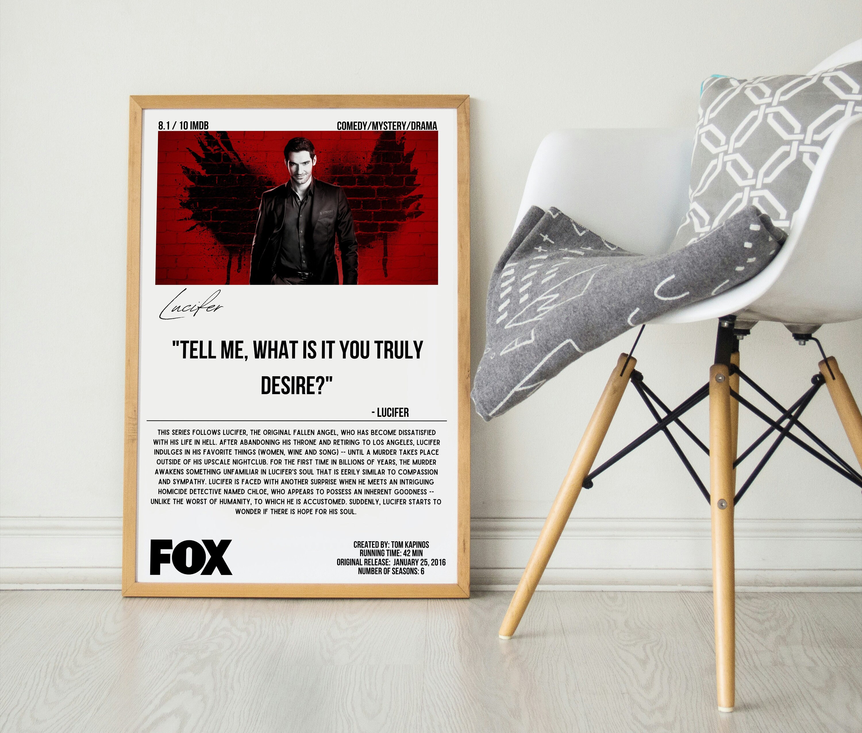 Lucifer Wall Art Modern Poster Minimalist Movie Poster Vintage Retro ...