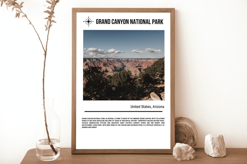 Grand Canyon National Park, Travel Poster Print, Grand Canyon Travel ...