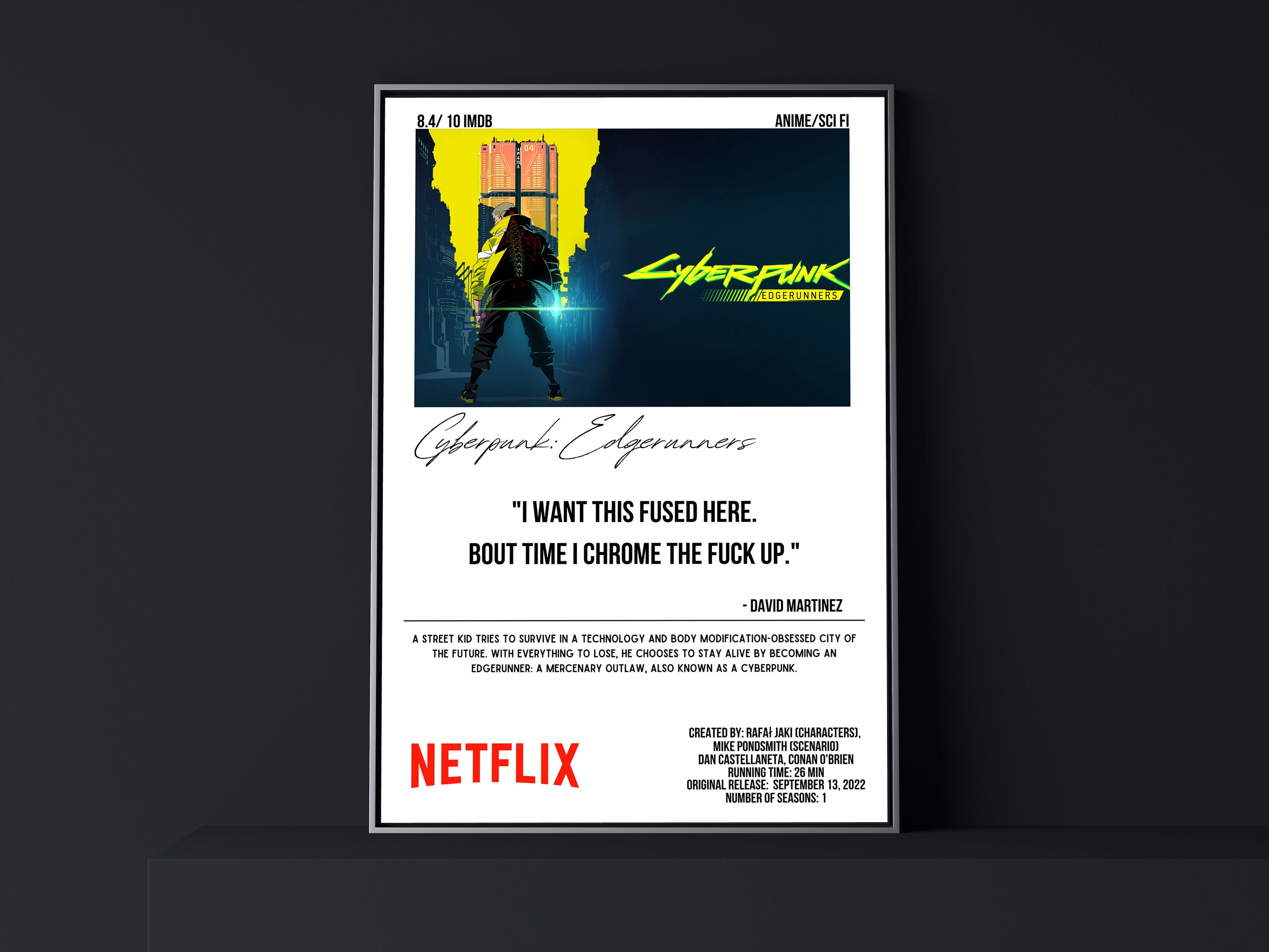 Cyberpunk Edgerunners | Tv Series Quote | Minimalist Movie Poster ...