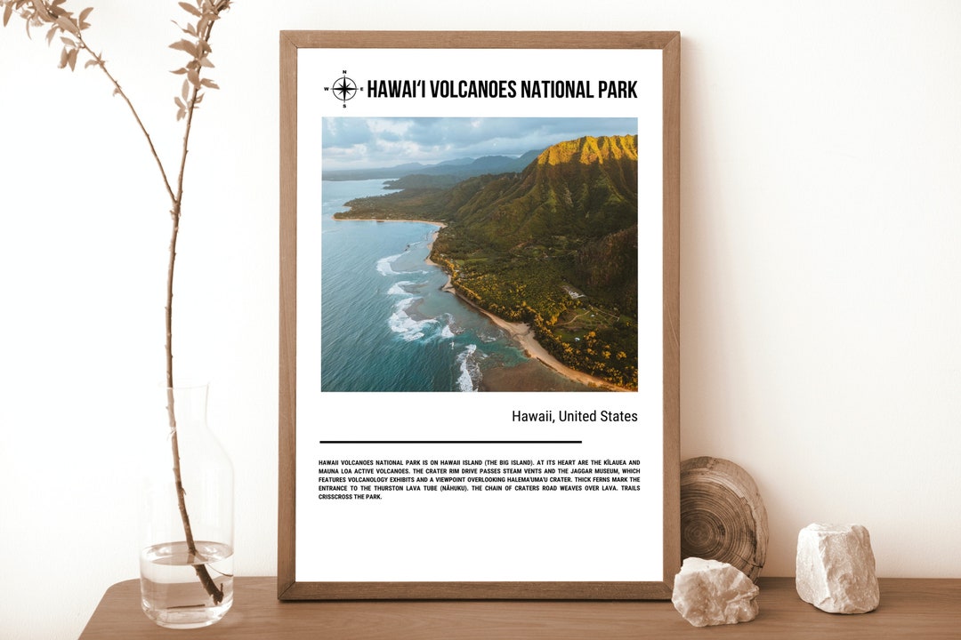 Hawaii Volcanos National Park, Travel Poster Print, Vintage Travel Wall ...