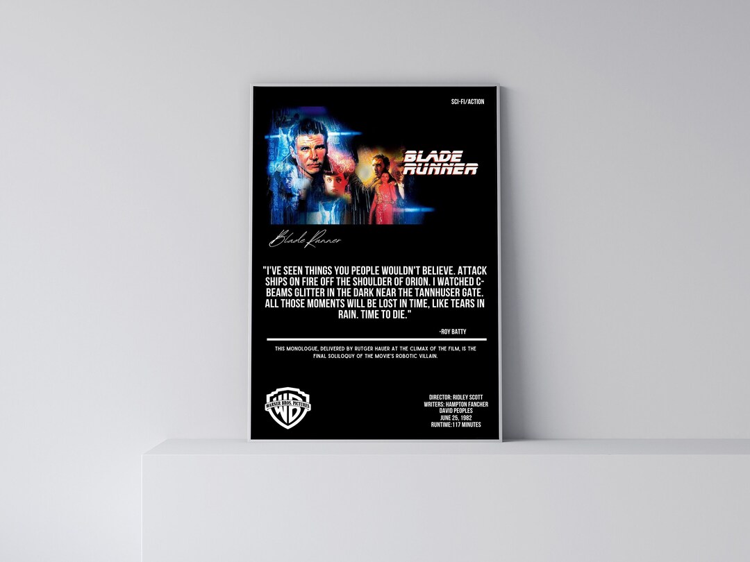 Blade Runner | Movie Quotes | Minimalist Movie Poster | Vintage Retro ...