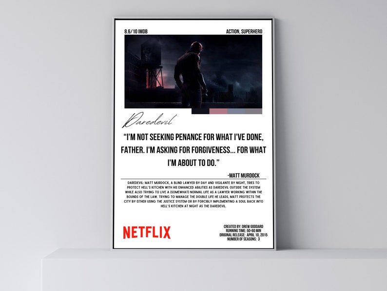 Daredevil | Tv Series Quotes | Minimalist Movie Poster | Vintage Retro ...