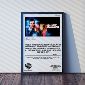 Blade Runner | Movie Quotes | Minimalist Movie Poster | Vintage Retro ...