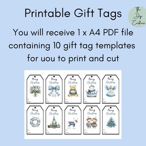 Christmas Gift Tags. Printable Gift Tags. Holiday Gift Tag. Instant ...