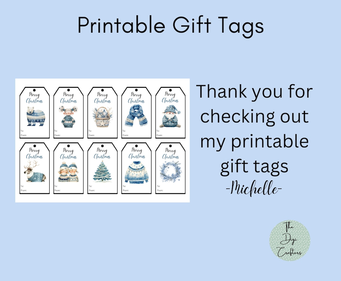 Christmas Gift Tags. Printable Gift Tags. Holiday Gift Tag. Instant ...