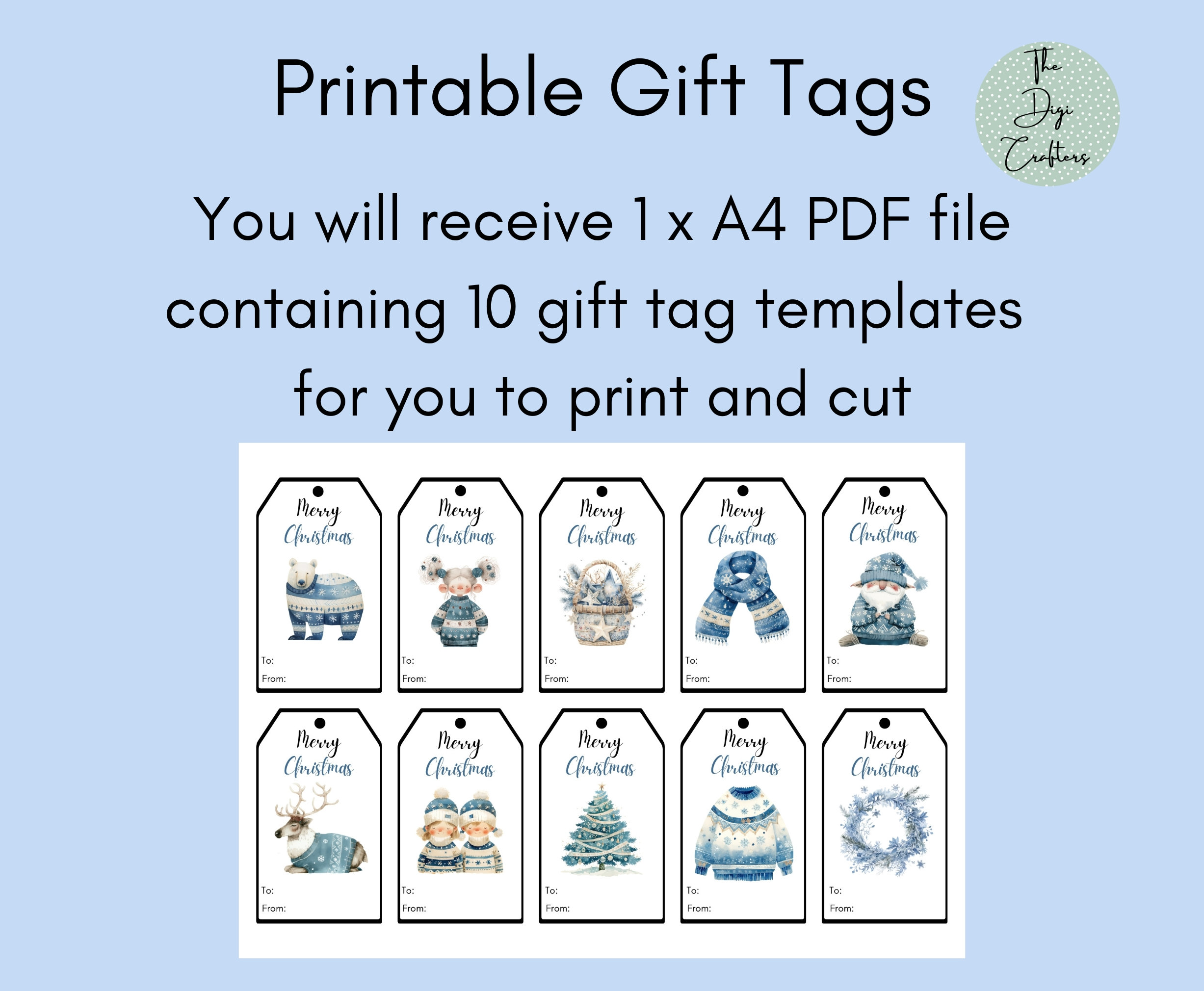 Christmas Gift Tags. Printable Gift Tags. Holiday Gift Tag. Instant ...