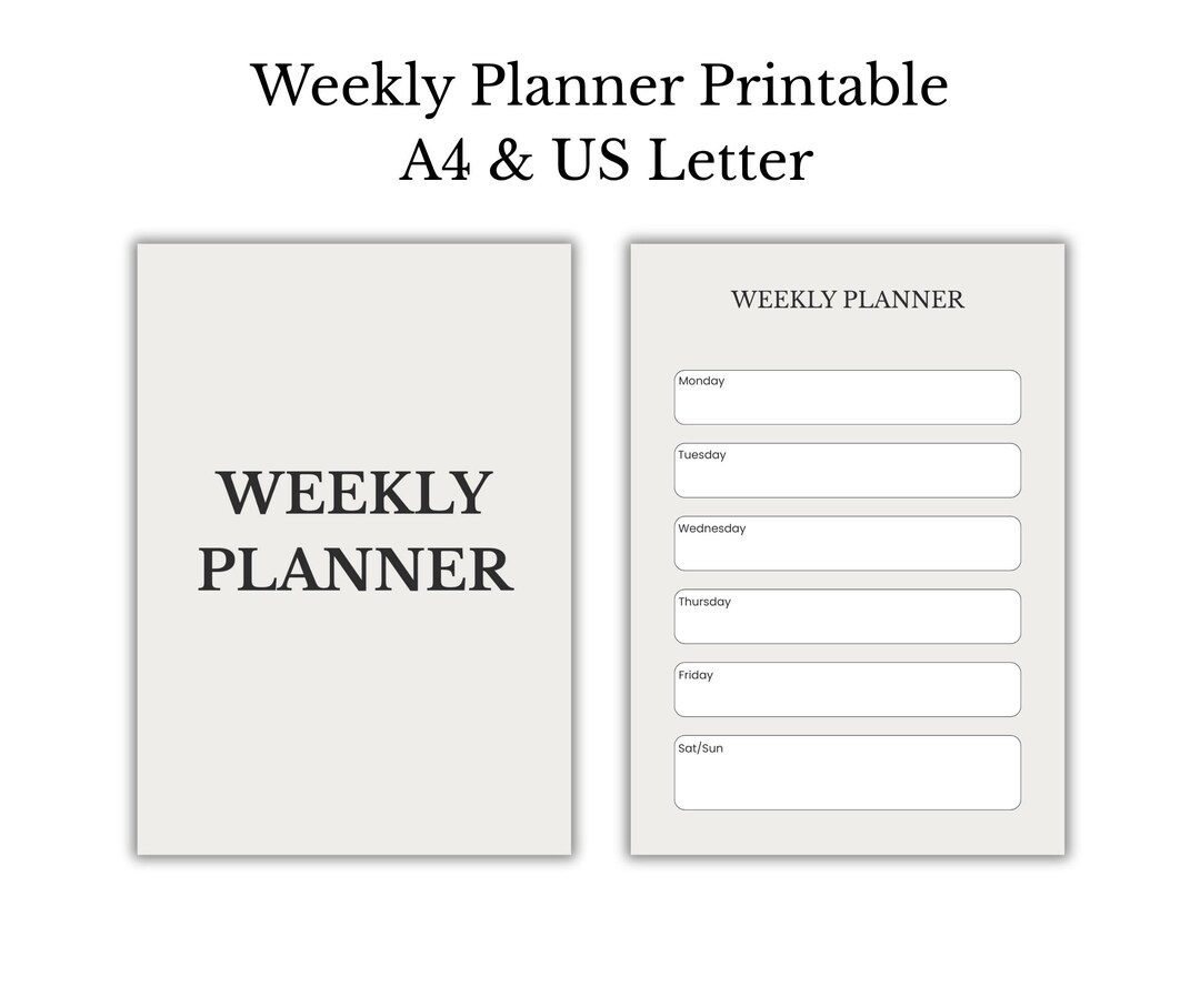 Minimal Weekly Planner Printable | A4, US Letter (digital Download) - Etsy