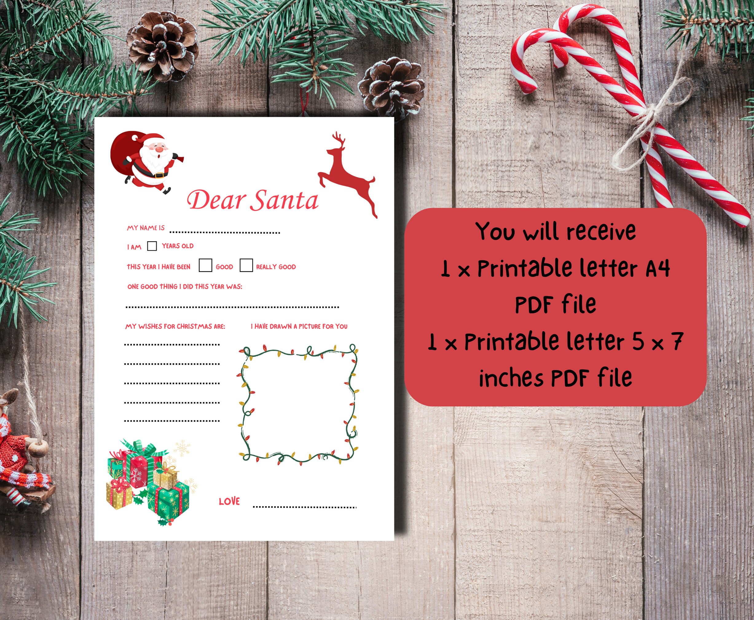 Letter for Santa. Printable Letter for Santa. Instant Download. Print ...
