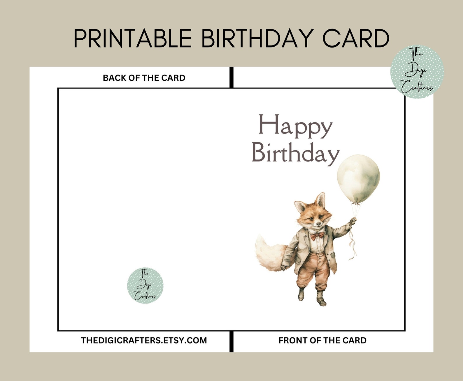Printable Birthday Greeting Card. Instant Download. 7 X 5 Inch Happy ...