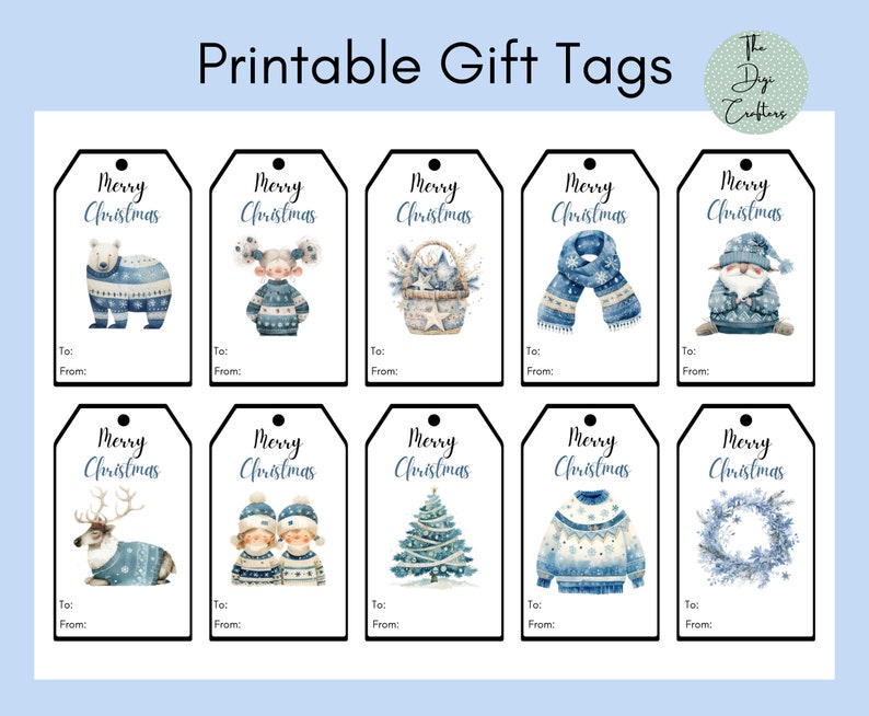 Christmas Gift Tags. Printable Gift Tags. Holiday Gift Tag. Instant ...