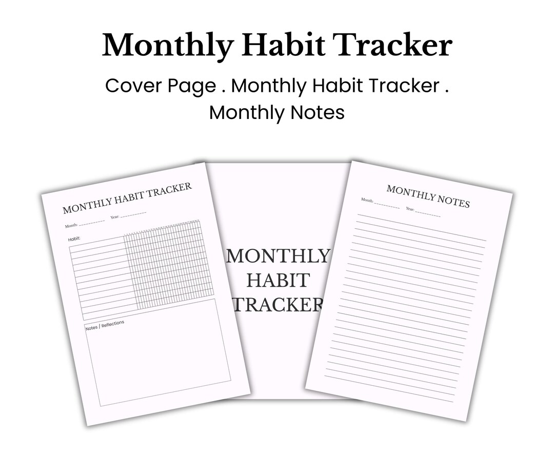 Minimal Monthly Habit Tracker Printable | A4 and US Letter | Digital ...