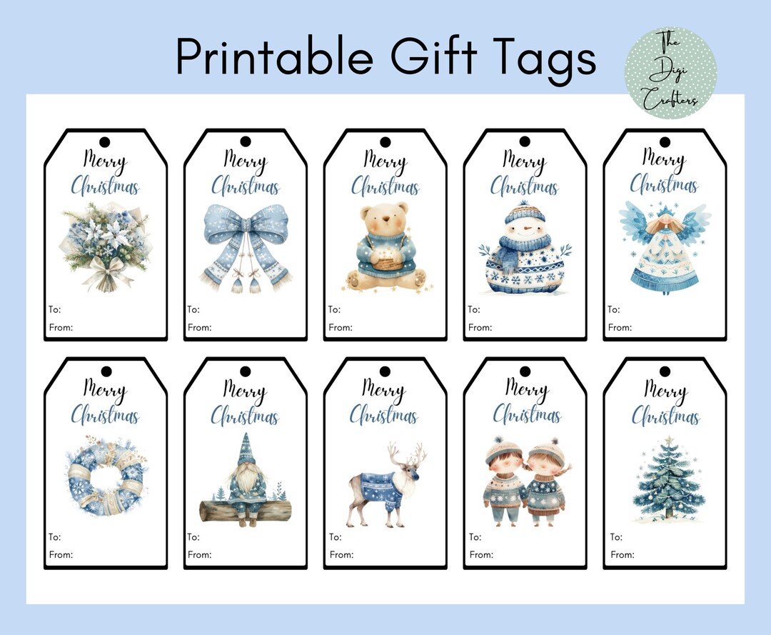 Christmas Gift Tags. Printable Gift Tags. Holiday Gift Tag. Instant ...