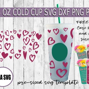 Heart Cold Cup Svg, Hearts Cold Cup Svg, Valentine Cup SVG, 24oz Cold ...