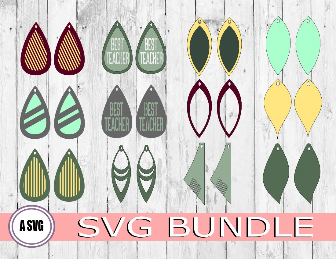 Earring SVG Bundle SVG File Earring Cut File Faux Leather - Etsy