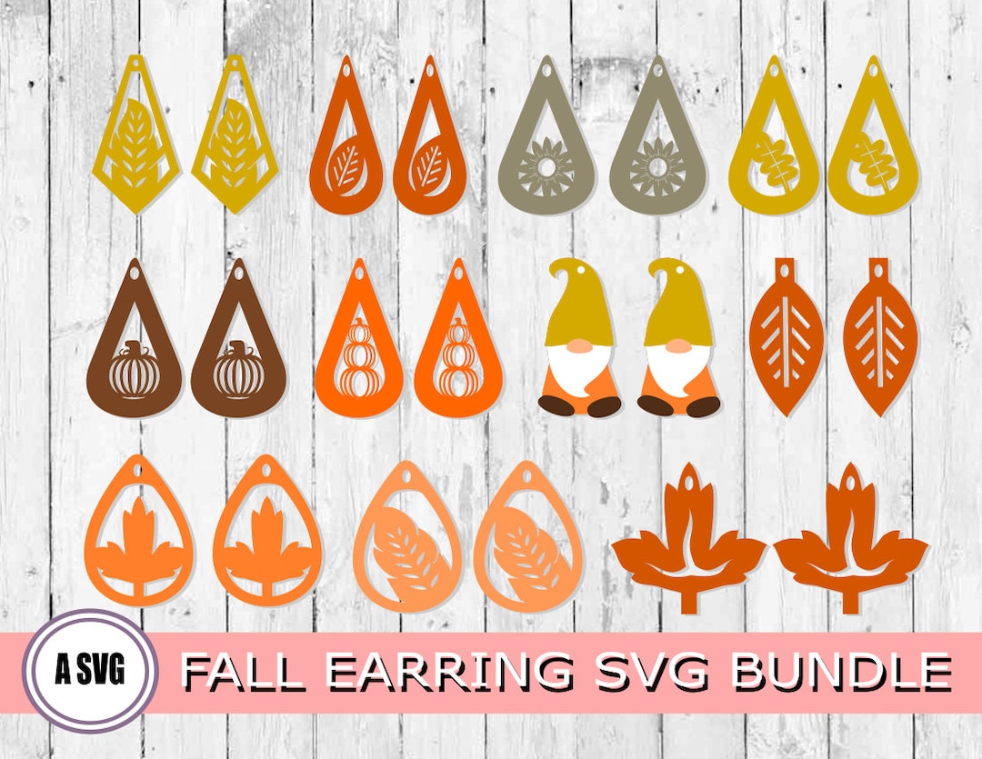 Fall Earrings SVG Bundle, Fall Ornaments Earrings SVG, Faux Leather ...