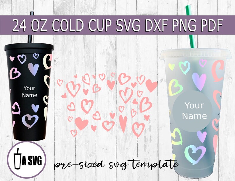 Heart Cold Cup Svg Hearts Cold Cup Svg Valentine Cup SVG - Etsy