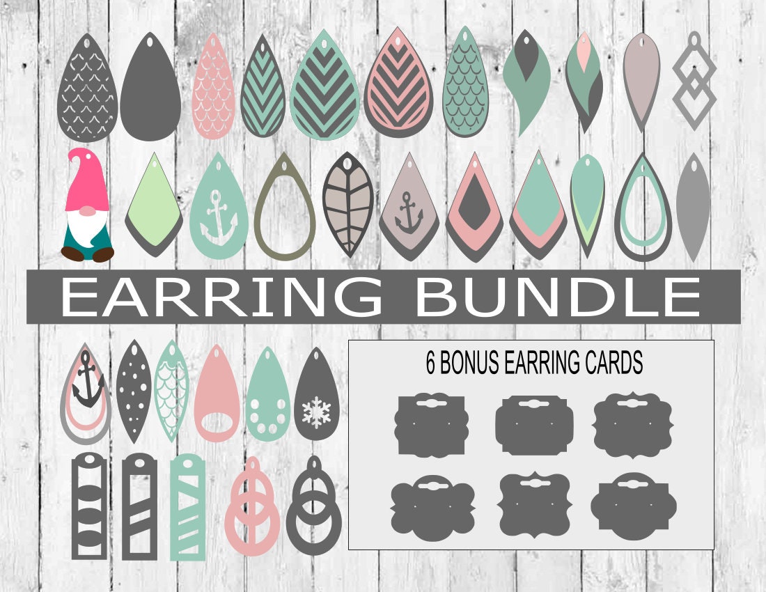 Earring SVG Bundle - SVG - DXF - Pdf - Earring Cut File - Earring Card ...