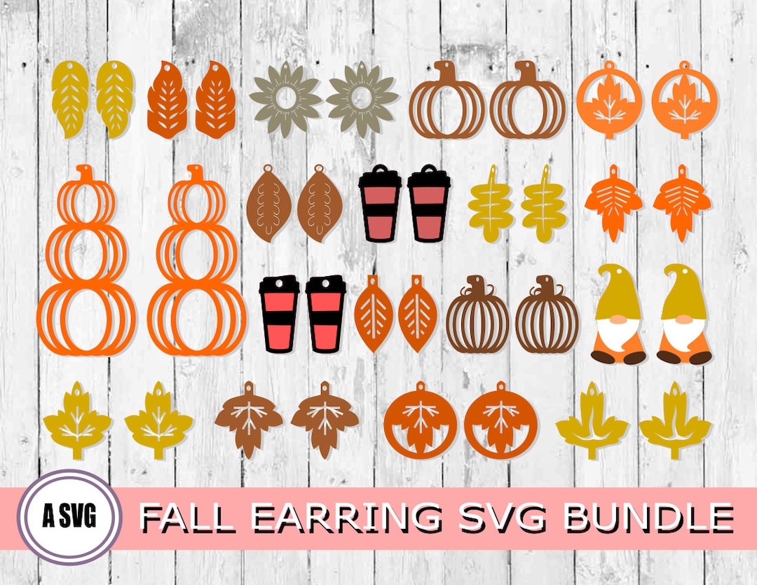 Fall Earrings SVG Bundle, Fall Ornaments Earrings SVG, Faux Leather ...