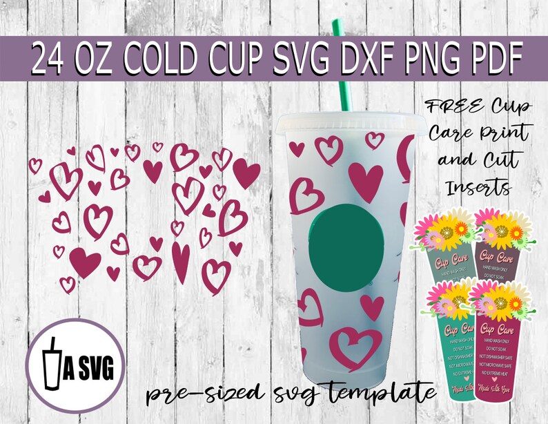 Heart Cold Cup Svg Hearts Cold Cup Svg Valentine Cup SVG - Etsy