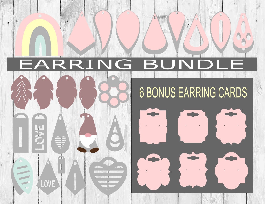 Earring SVG Bundle - SVG - Earring Cut File - Earring Card - Faux ...