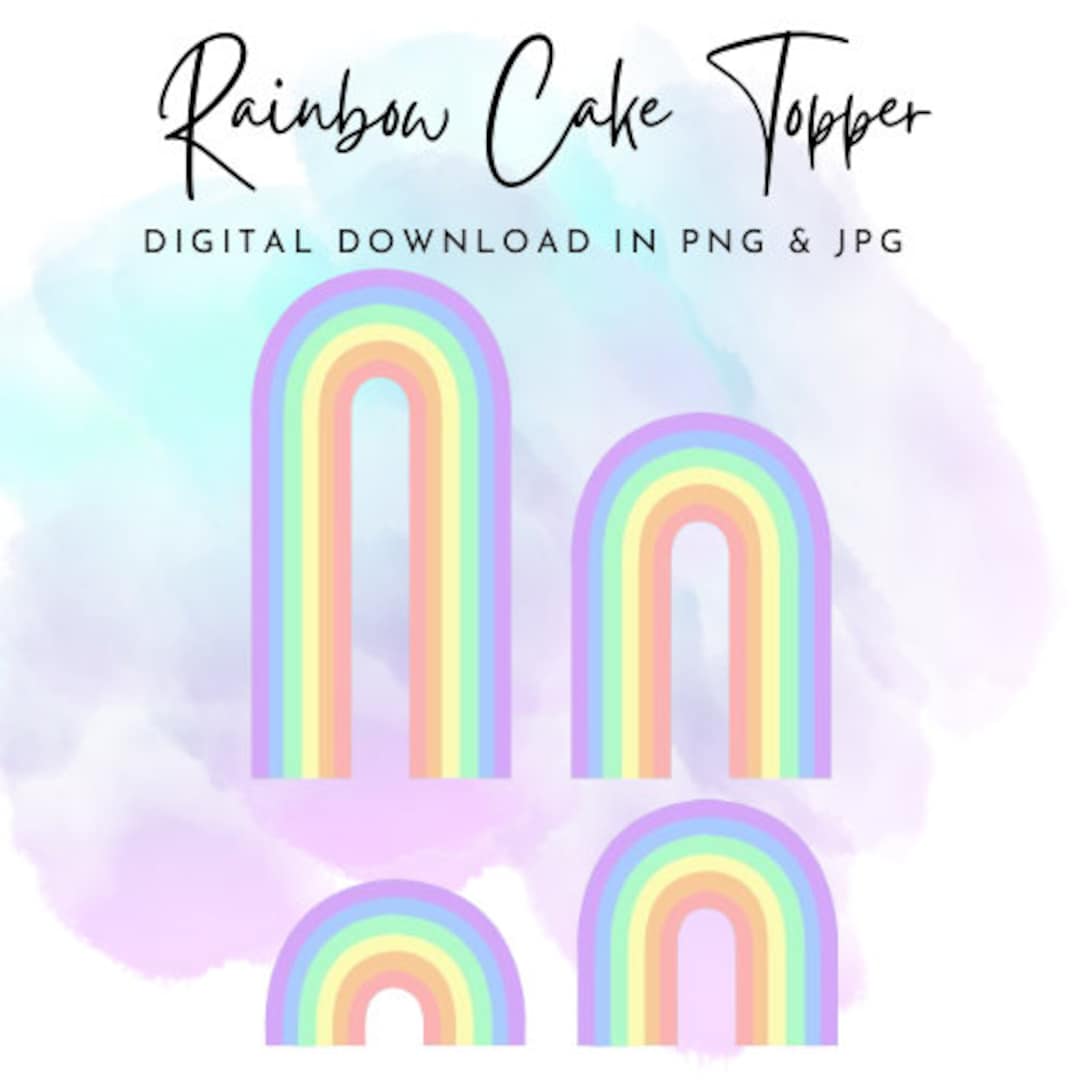 Tall High Pastel Rainbow Cake Topper,colorful Rainbow, Kids,birthday ...