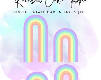Tall High Pastel Rainbow JPEG ,colorful Rainbow, Kids,birthday, Cake ...