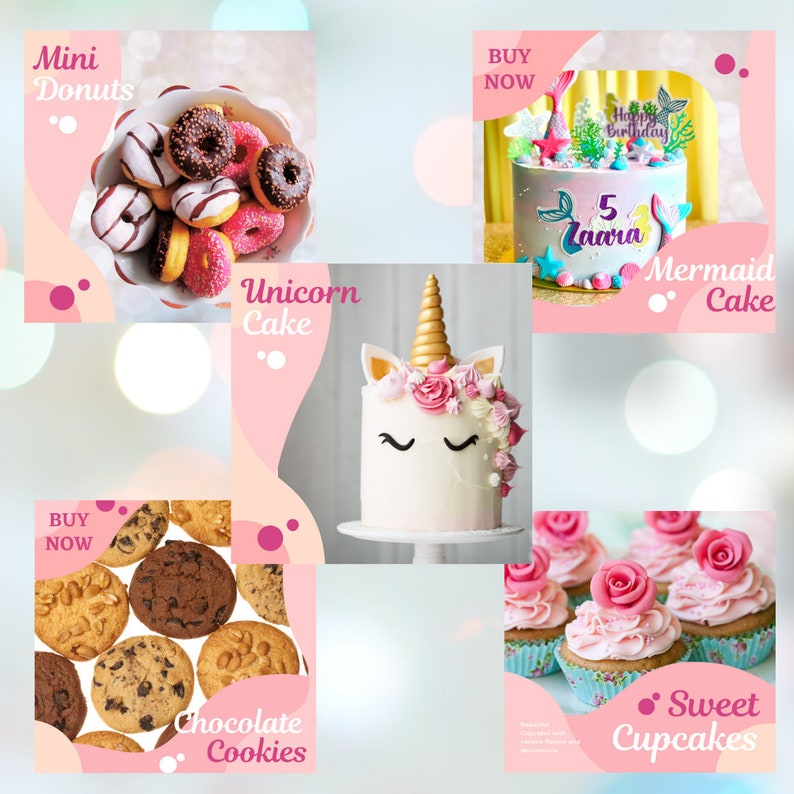 6 Instagram Post Bakes Cakes Canva Templates, Bakery Instagram ...
