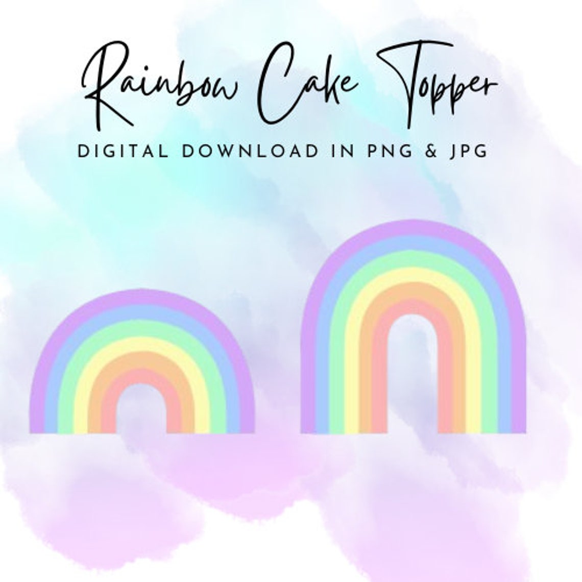 Tall High Pastel Rainbow Cake Topper,colorful Rainbow, Kids,birthday ...