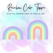 Tall High Pastel Rainbow Cake Topper,colorful Rainbow, Kids,birthday ...