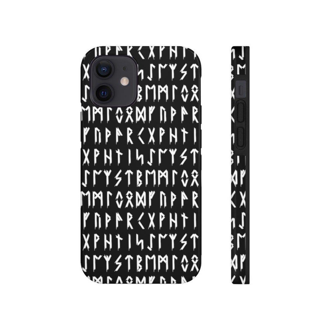 Rune Phone Case, Elder Futhark Runes in White Over Black iPhone Case ...