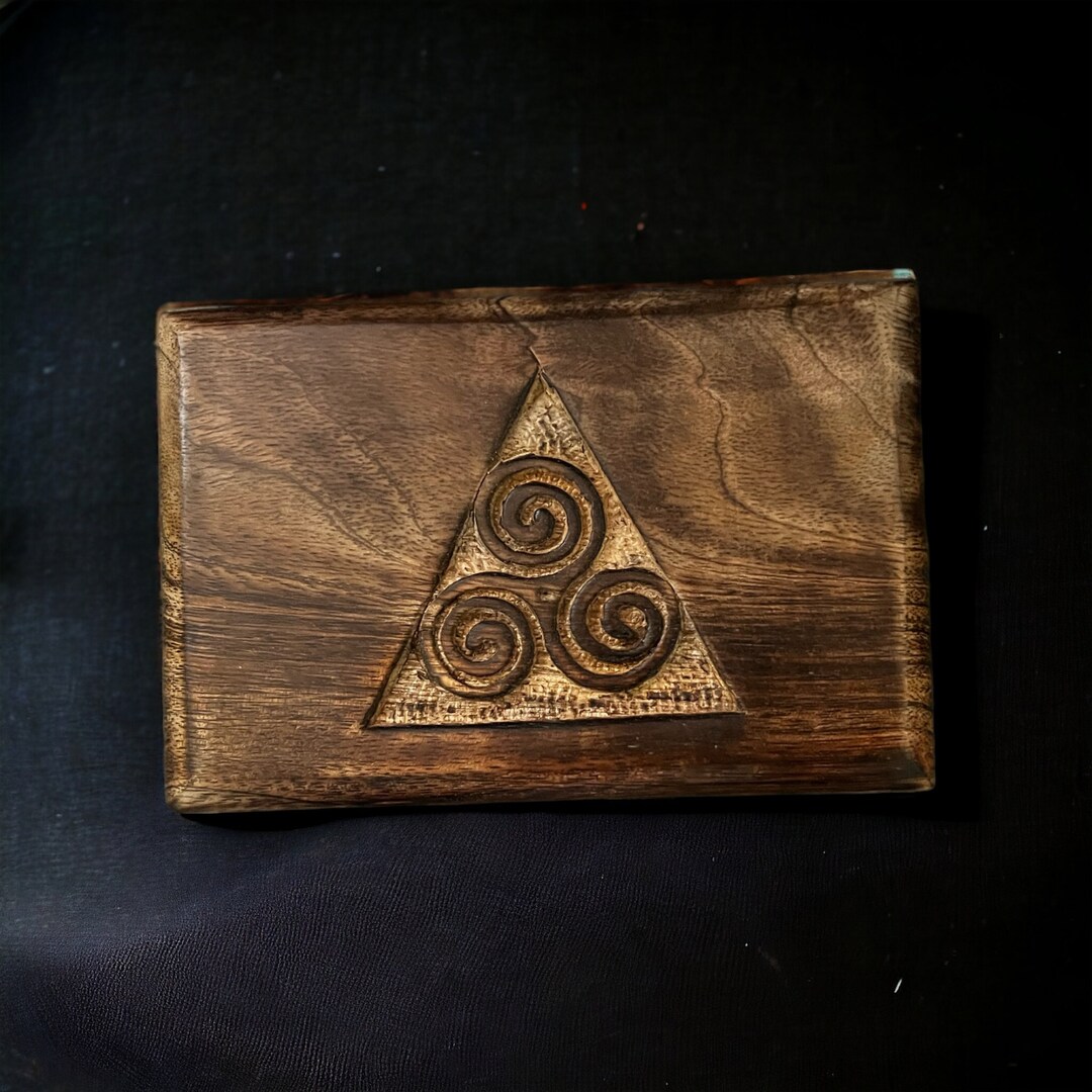 Wood Triskelion Box, Triple Spiral Tarot Box, Triskele Box - Etsy
