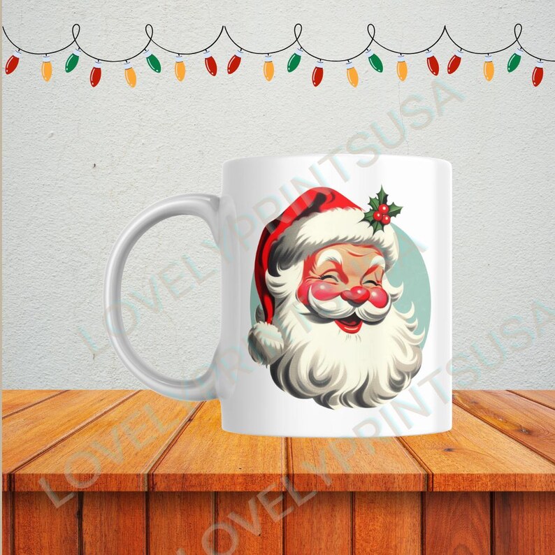 Vintage Santa With Rosy Cheeks PNG, 1950s Vintage Printable Christmas ...