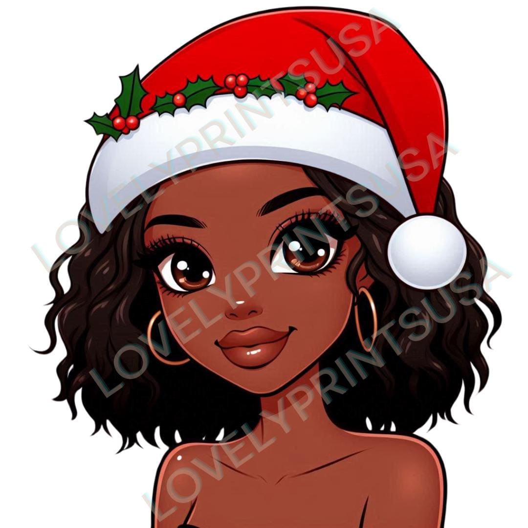 Black Santa Girl PNG, Black Female Clipart, Afro Women Christmas Santa ...