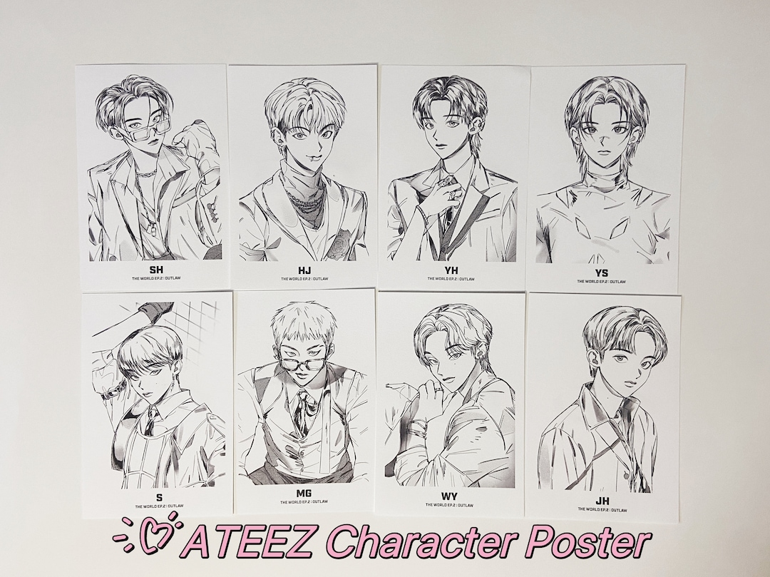 ATEEZ Bouncy World Outlaw Official Partner Card Manhwa Character ...