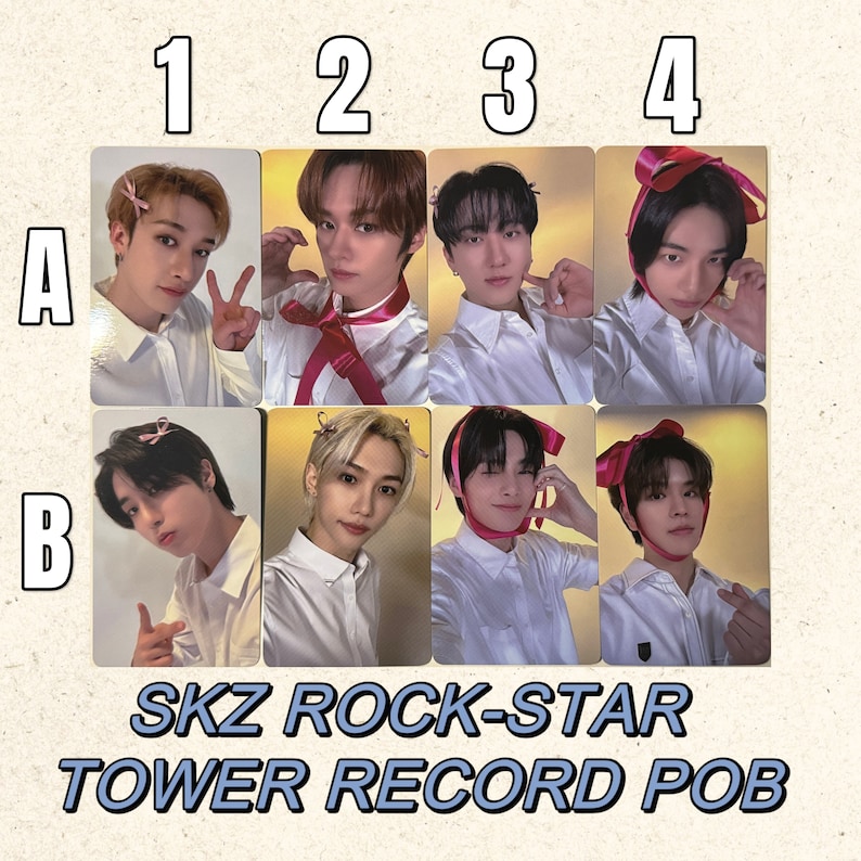 Stray Kids [official] Tower Records POB Rock-star Photocard SKZ Felix Hyunjin Lee Know Bang Chan ...