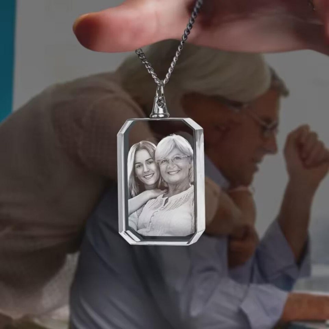 Custom Photo Laser Engraved Necklace: Stainless Steel Personalized ...