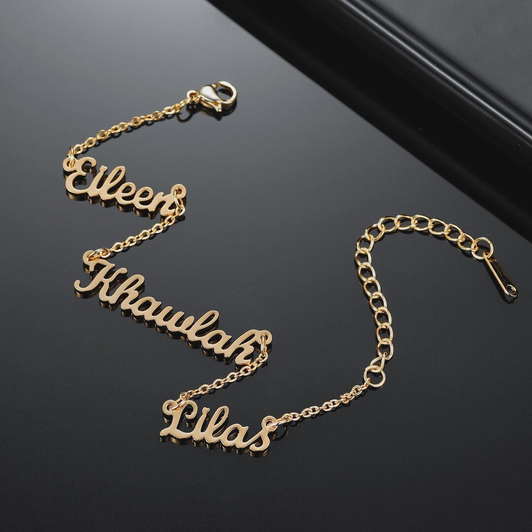Custom Name Anklet: Stainless Steel Family Gift, Multiple Names - Etsy