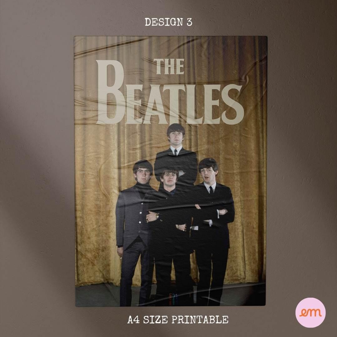 The Beatles Poster Set – 4 Printable PDF Designs, Instant Download Wall ...